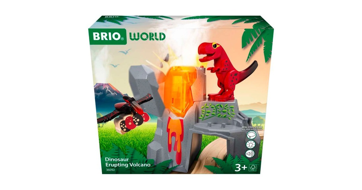 BRIO World World Dinosaurier-Vulkan mit Ausbruchsfunktion, Bahn
