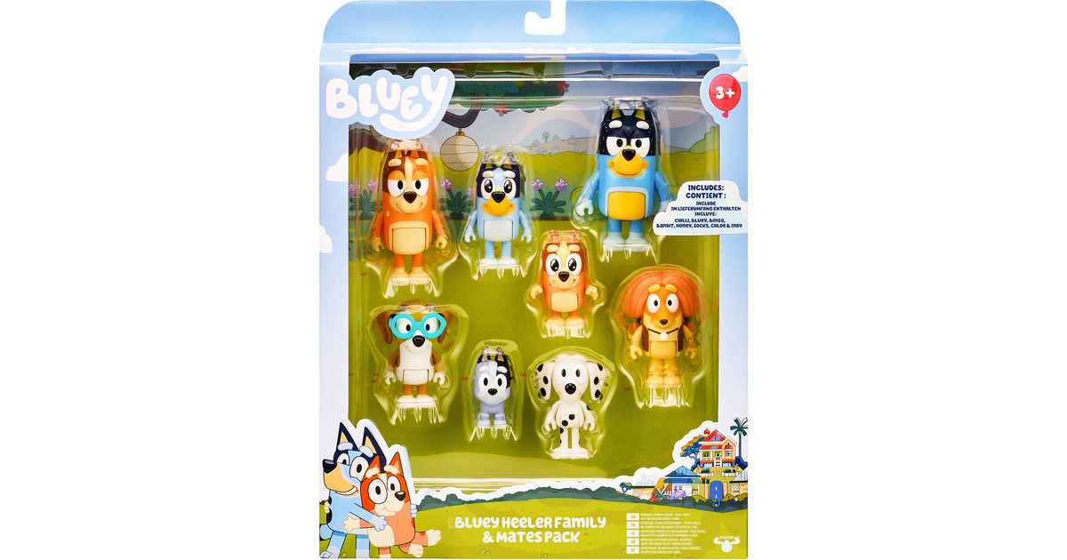 Moose Toys Bluey - 8-Figuren Mega-Pack, Spielgebäude