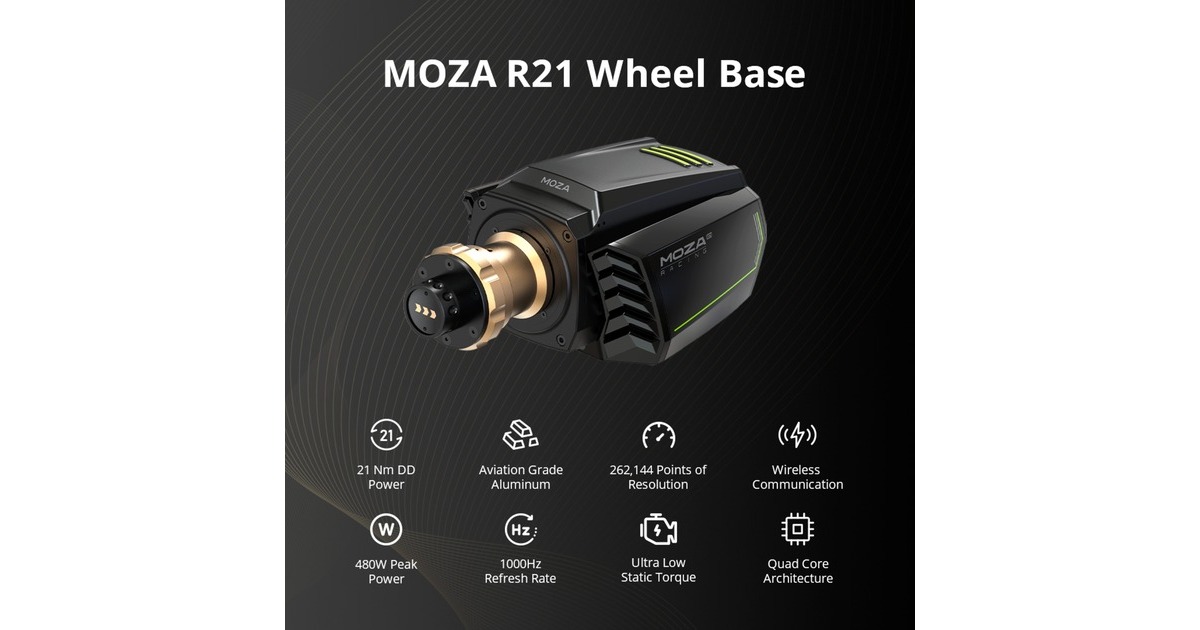 MOZA R21 Wheel Base, Lenkradbasis schwarz/bronze