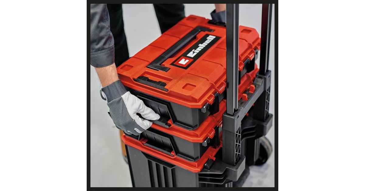 Einhell Systemkoffer E-Case Tower, Werkzeugwagen schwarz/rot, 1x E-Case ...