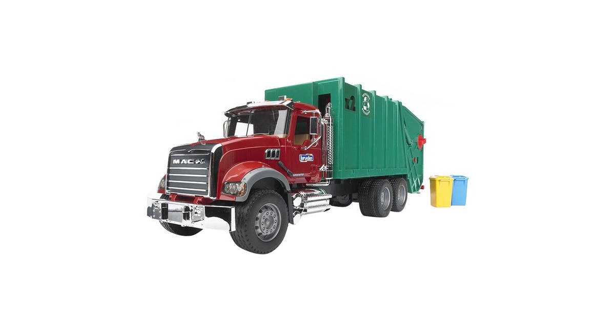 bruder MACK Granite Müll-LKW, Modellfahrzeug grün/rot