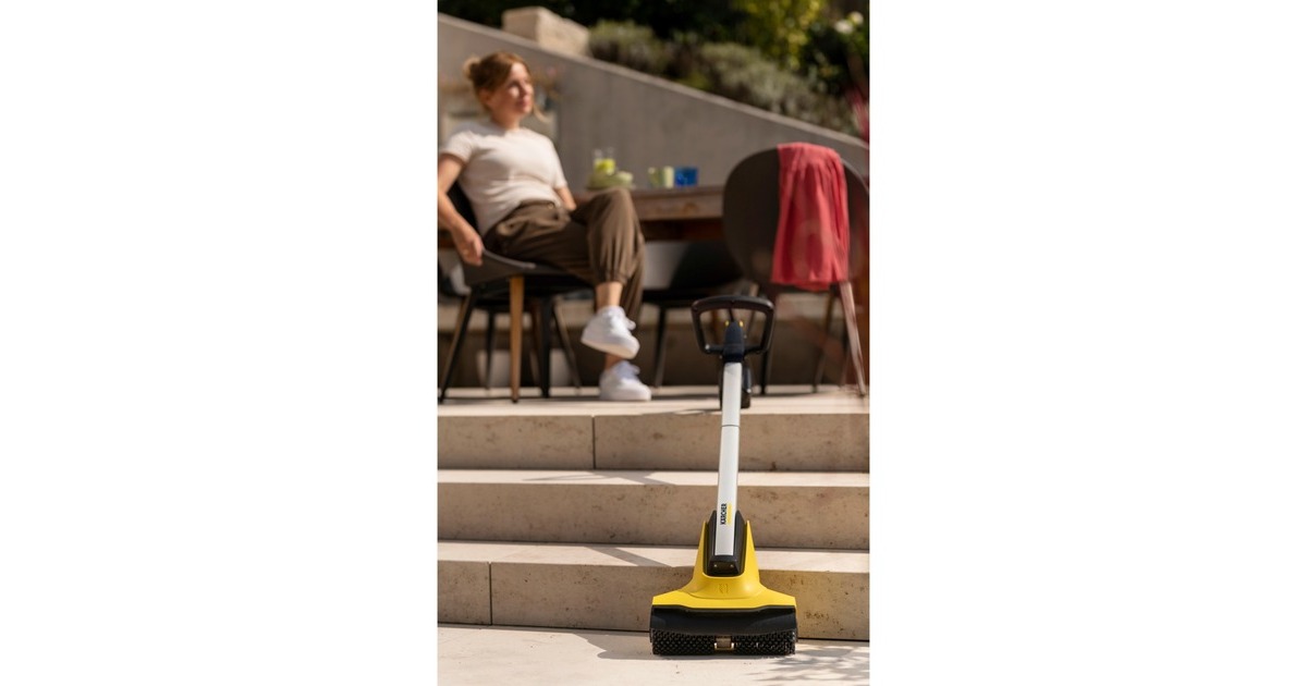 Kärcher Akku-Terrassenreiniger PCL 3-18 Battery Set, Hartbodenreiniger gelb/schwarz, Li-Ionen ...