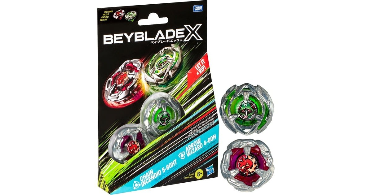 Hasbro Beyblade X Chain Incendio 5-60HT und Arrow Wizard 4-60N Dual ...