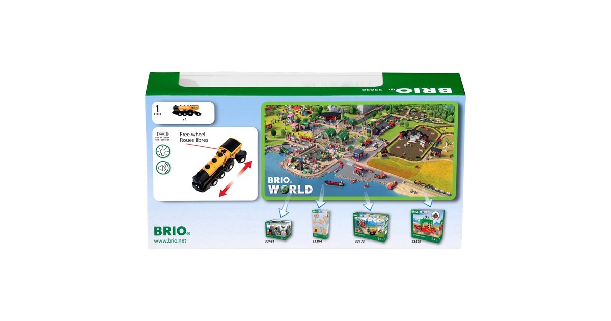 BRIO World World Goldene Batterielok mit Licht und Sound, Spielfahrzeug