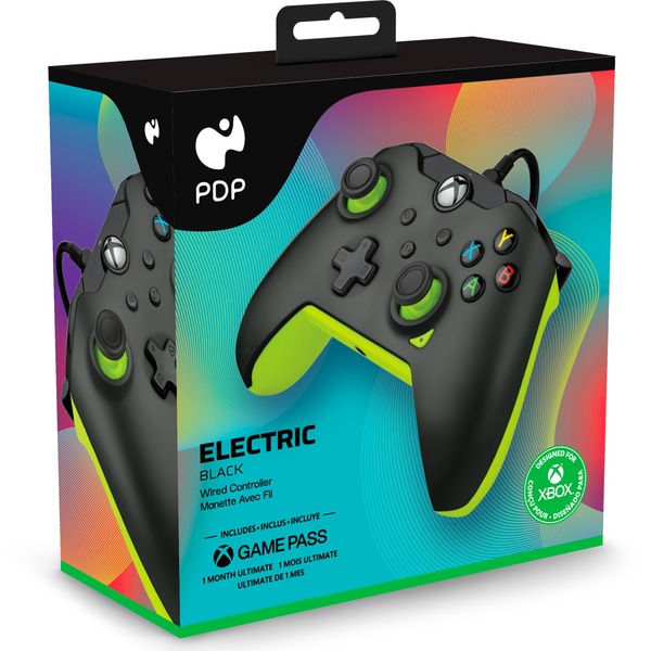 Pdp Wired Controller Electric Black Gamepad Schwarz Neon Grün Für