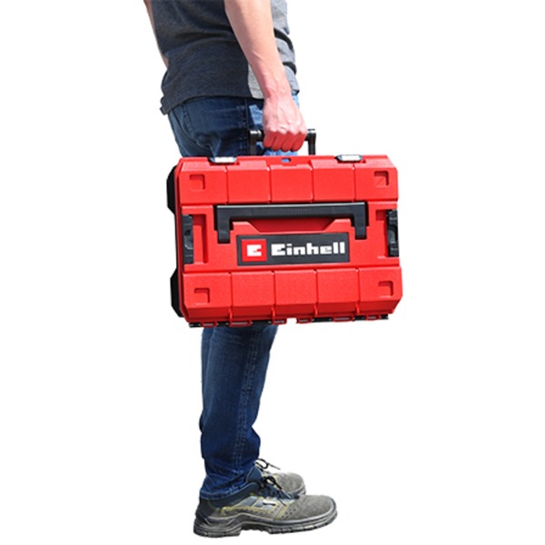EINHELL Systemkoffer E-Case S-F incl. grid foam, Werkzeugkiste schwarz/rot, mit ...