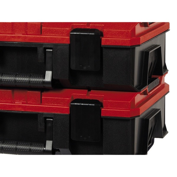 EINHELL Systemkoffer E-Case S-F incl. grid foam, Werkzeugkiste schwarz/rot, mit ...