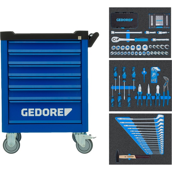 GEDORE Werkzeugwagen Workster WSL-M-TS-172 blau/schwarz, inkl. 172 ...